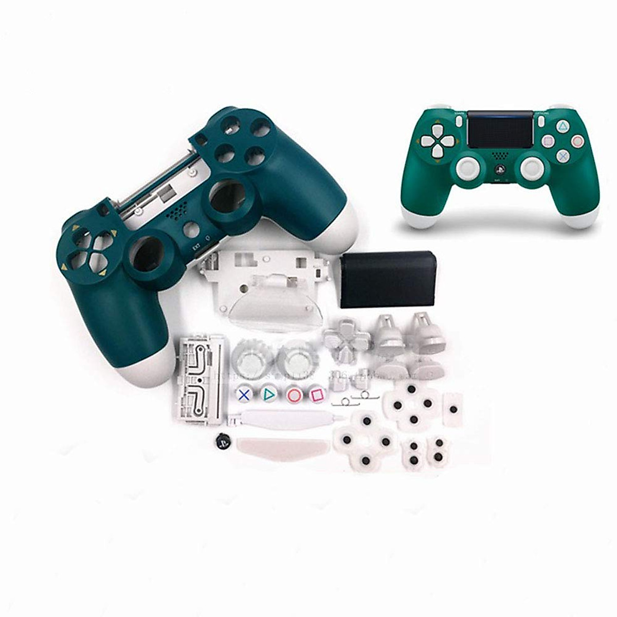 DIY Full Housing Shell Plastic Housing Shell Front Housing with Button Screw Driver for Playstation 4 JDS-040 PS4 040 Controller (Green)