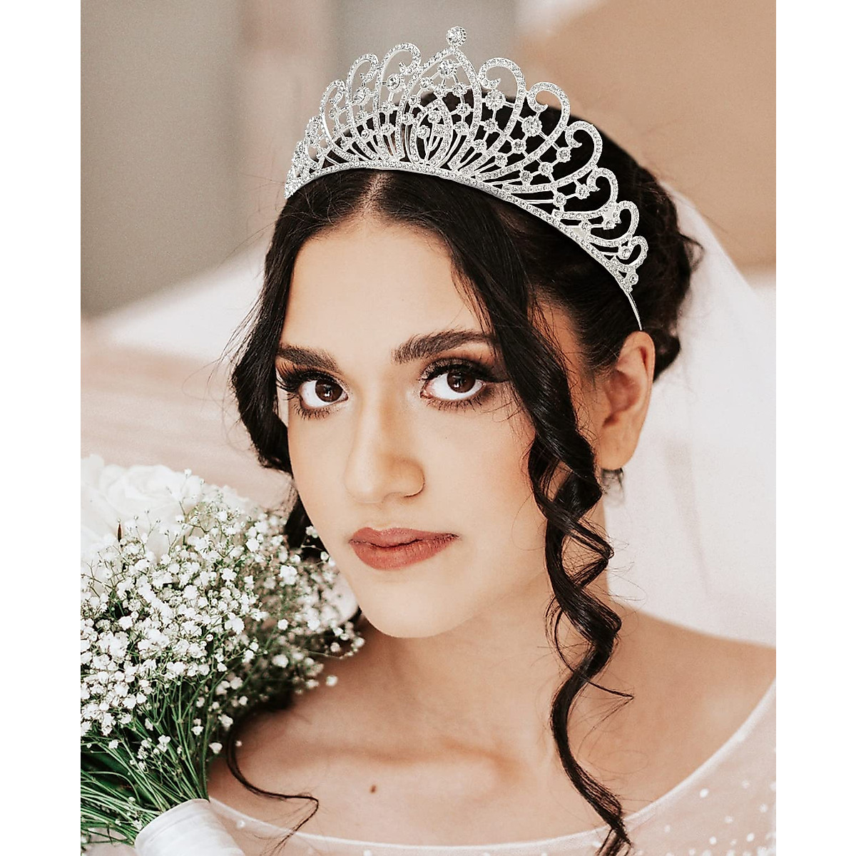 Wecoe Birthday Crown for Women Silver Crown Queen Crown Princess Crown Halloween Costume Hair Accessories Girl Tiaras and Crowns Happy Birthday Decorations Gifts for Women
