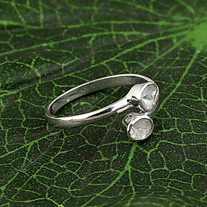 MOONEYE 0.35 CTW Natural Slice Polki Diamond Bypass Women Ring 925 Sterling Silver White Gold Plated (6)