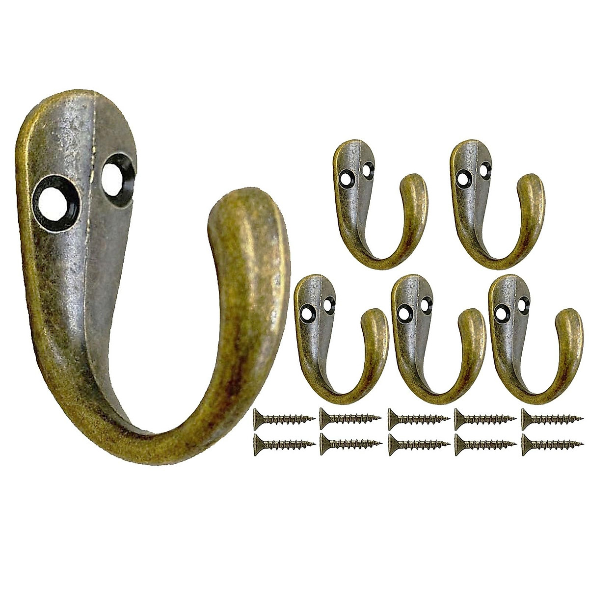 Mokife Coat Hooks Wall Mount, 6 Pack Bronze Rustic Entryway Hooks Heavy Duty Single Metal Utility Hook for Hanging Clothes Jackets Robes Towels Hats Keys Bags Cups