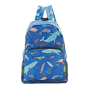 ECO CHIC Lightweight Foldable Backpack (Sea Creatures Blue)