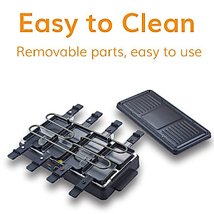 M Minca 1500 Watt Electric Raclette Grill, Korean BBQ Grill, Table Portable 2 in 1 Indoor & Cheese Raclette, Removable Hot Plate, Adjustable Thermostat, with 8 x Mini Cheese Pans & Spatulas