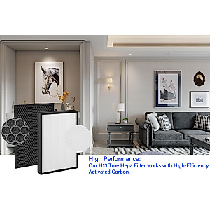 Replacement Filter Compatible with FAMREE FA500: H13 True Hepa Filter Compatible with FAMREE FA500 and Aiper KJ200 Air Purifiers with High Efficiency Activated Carbon, 2 Pack