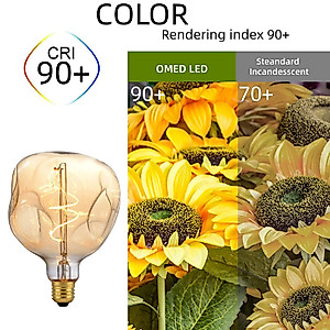 OMED S125 Oversized LED Edison Bulb Large, 5 Watt 400 Lumens 2200k Warm Yellow Large Edison Light Bulb, Amber Glass Decorative Large Globe Dimmable E26 Bulbsfor Pendant Lighting, 1 Pack