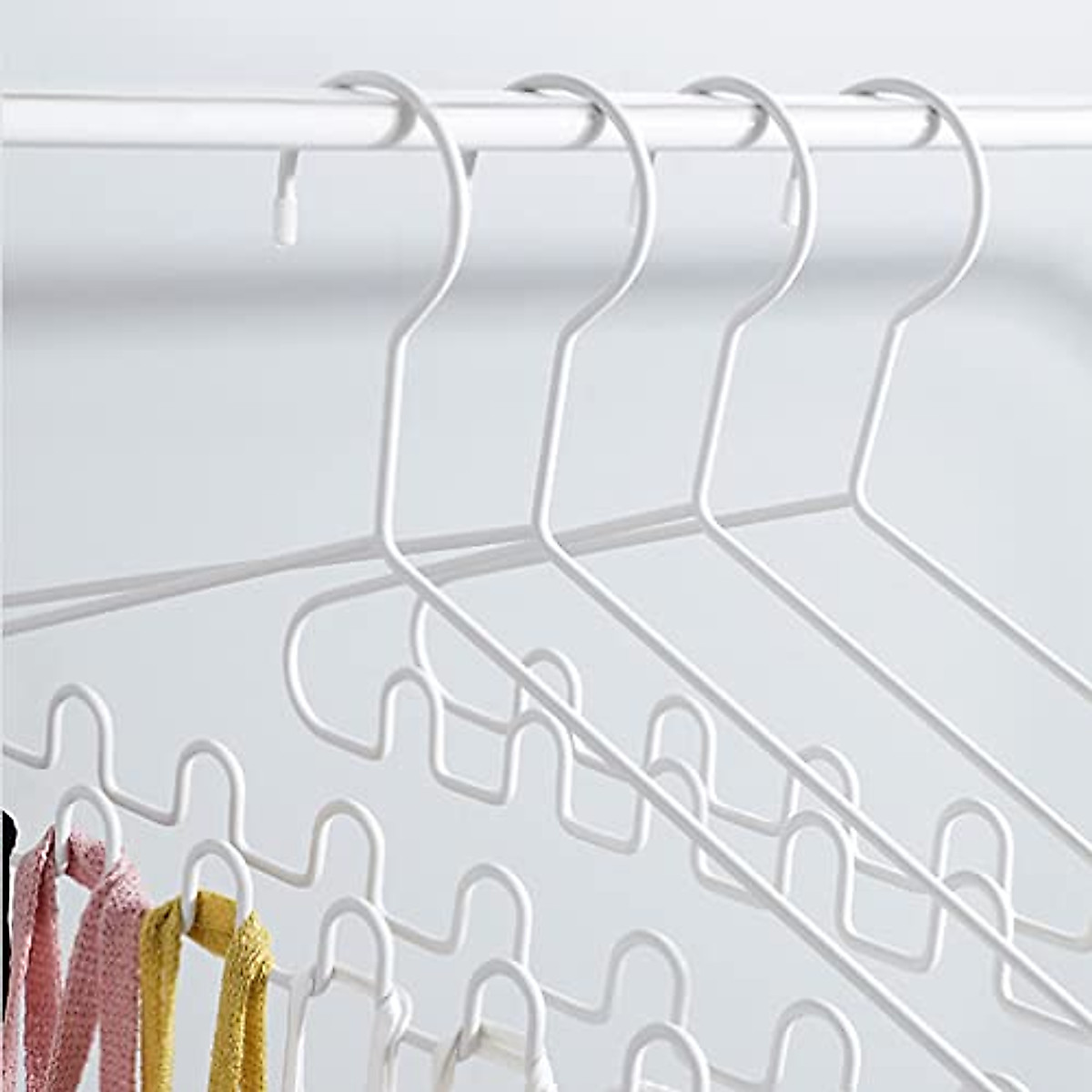 2 Pcs Iron Metal Wavy Clothes Hangers Multi-Purpose Closet Organizer for Bra, Ties, Belt, Tank Top, Camisole Dress (White)