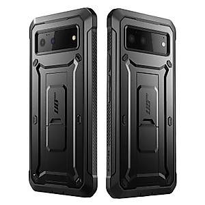SUPCASE Unicorn Beetle Pro Series Case for Google Pixel 6 (2021 Release), Full-Body Rugged Belt-Clip & Kickstand Case with Built-in Screen Protector (Black)