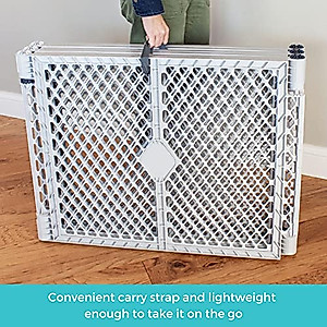 Toddleroo by North States Superyard 6 Panel Baby Play Yard/Barrier & Wall Mount Kit, Made in USA: Extra wide barrier or play area. 38.5" - 201" wide, 5.5 ft corner to corner play yard (26" tall, Gray)