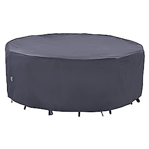 F&J Outdoors Outdoor Patio Furniture Covers, Waterproof UV Resistant Anti-Fading Cover for Large Round Table Chairs Set, Grey, 96 inch Diameter
