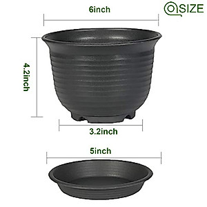ZOUTOG 𝟏𝟓 𝑷𝒂𝒄𝒌 𝑷𝒍𝒂𝒏𝒕 𝑷𝒐𝒕𝒔, 6 inches Plastic Planters with Drainage Hole and Tray, Plants Not Included