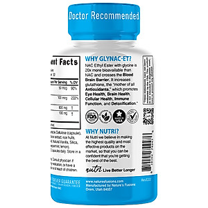 GlyNAC-ET NAC Supplement N-Acetyl Cysteine Ethyl Ester - 20x More Bioavailable Than GlyNAC - Glycine & N-acetylcysteine Ethyl Ester Anti Aging Supplement, Boost Glutathione (60 Capsules)