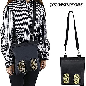 2 Pcs Bunny Hay Bag, Rabbit Hanging Weed Storage Feeding Bag, Chinchilla Hay Feeder Bag, Guinea Pig Hay Feeder Storage (Black)