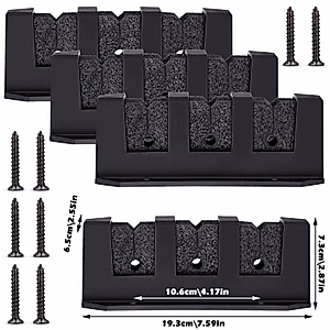 Sratte 4 Pieces Fishing Rod Holder Wall Mount Fishing Pole Holders for Boats 3 Rod Black Horizontal Garage Wall Pole Rack Summer Boat Accessories for Men Gifts, 7.8 Inch