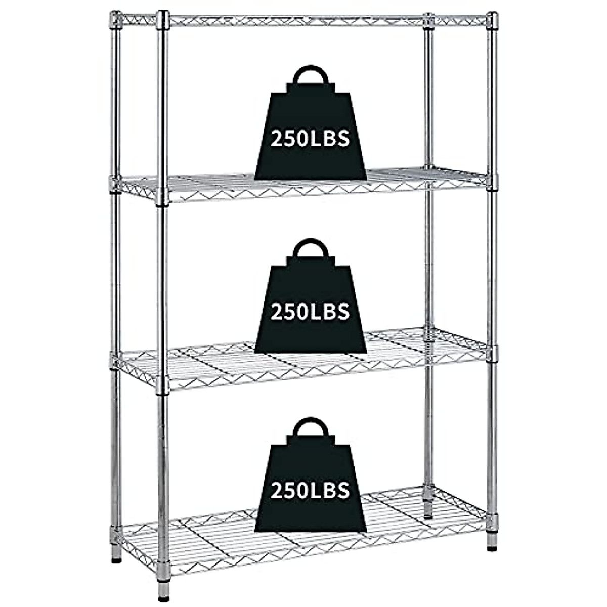 HCY Garage Shelving, 54 inchx36 inchx14 inch Metal Shelves 4 Tier Wire Shelving Unit Adjustable Heavy Duty Sturdy Steel Shelving Rack Shelf for Pantry Garage Kitchen (Chrome)