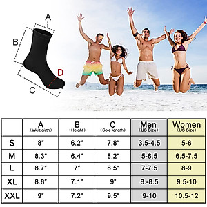RTDEP 3MM Neoprene Socks Diving Socks Water Resistant Scuba Snorkeling Water Socks For Beach Swim Boarding (Black, S)