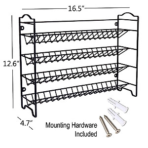 SWOMMOLY Spice Rack Organizer with 36 Empty Square Spice Jars, 396 Spice Labels with Chalk Marker and Funnel Complete Set, for Countertop, Cabinet or Wall Mount, Black