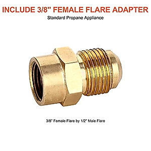 Camplux 12 Ft 1/2 Inch Natural Gas Hose with Quick Connect 3/8 Inch Female Flare to 1/2 Inch Male Flare Adapter for Gas Grill, Fire Pit Patio Heater