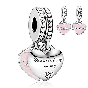 Annmors 925 Sterling Silver Charms for Bracelets and Necklaces Mother & Daughter Dangle Pendants Love Charms Jewelry Gift for Women