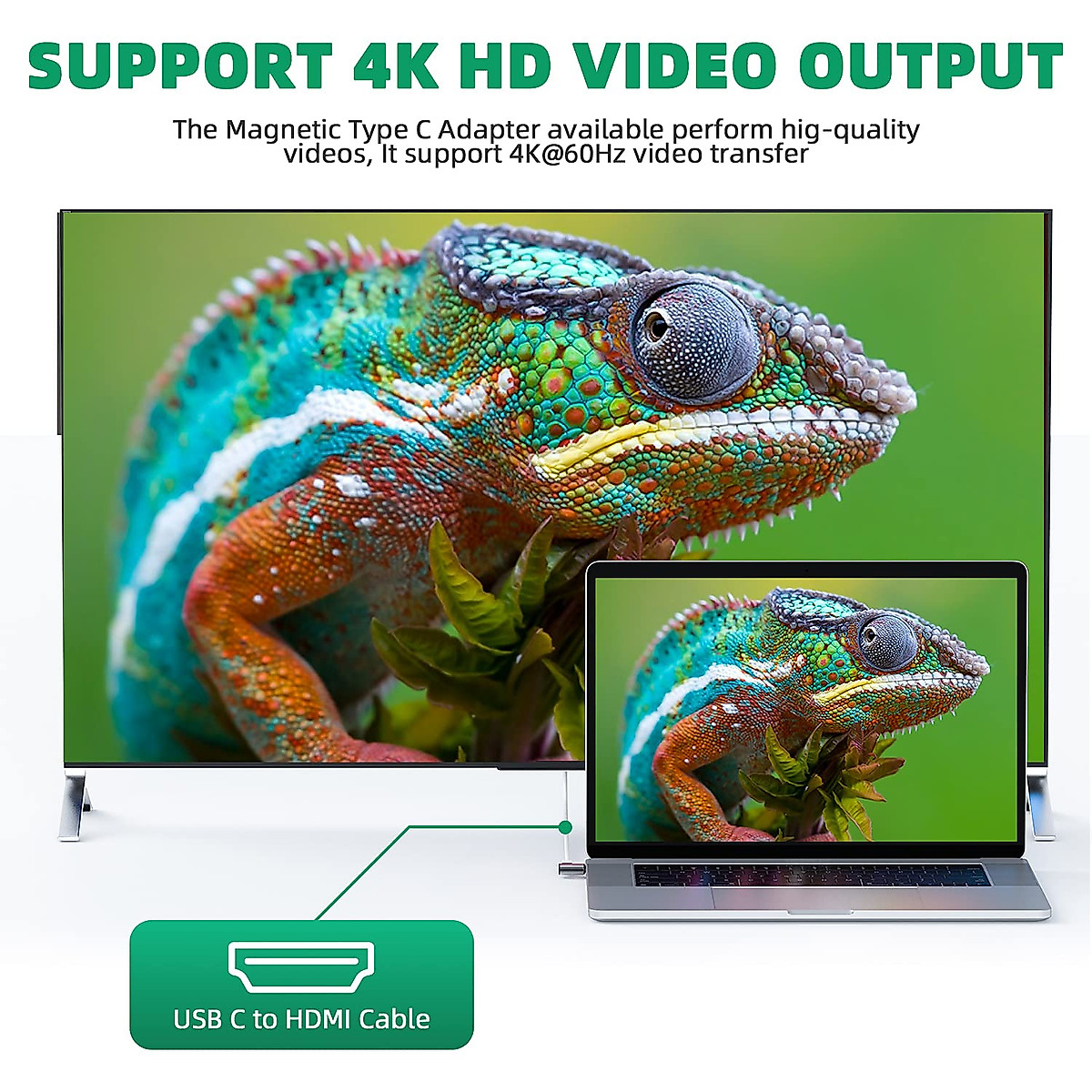 DuHeSin USB C Magnetic Adapter, (2 Pack) Magnetic USB C Adapter, 24Pins USB3.1 10Gbps Data Transfer 4K 60Hz Video PD 100w Charge Compatible with MacBook Pro/Air USB-C Laptop