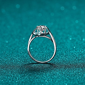 CHIRENMA 925 Sterling Silver 0.5Carat/1Carat/2Carat Round Cut Solitaire Moissanite Engagement Promise Wedding Ring for Women, Size 6-8 (style 4, 6)