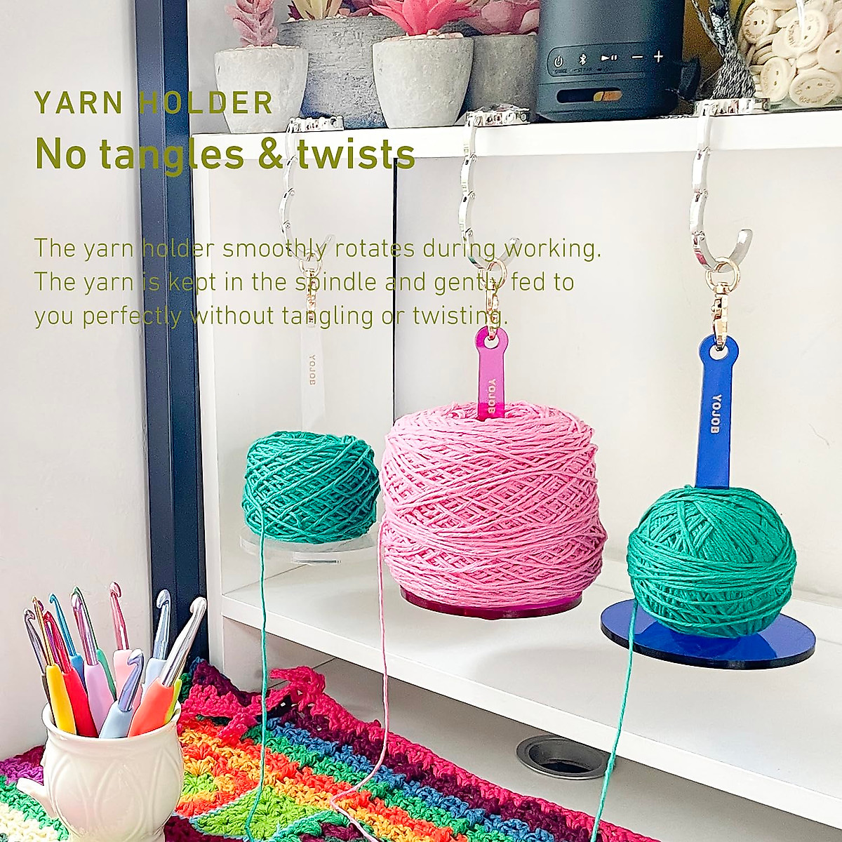 YOJOB Portable Wrist Yarn Holder for Crocheting & Knitting, Without Tangling Yarn Spinner for Yarn Balls and Cake, Ideal Crochet Gift for Crafters (Transparent)