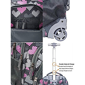 Tilami Kids Rolling Backpack 18 inch Boys and Girls Laptop Backpack, Falling Love