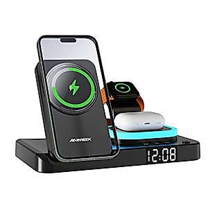 Wireless Charger,for Apple Mag-Safe Charger,5 in 1 Magnetic Charging Station for iPhone 14/13/12/11/X/8,for iWatch,for AirPods 3/2/Pro,for Samsung Galaxy(Black)