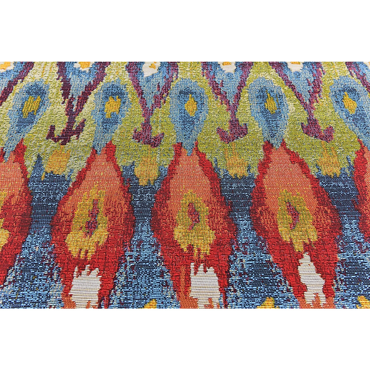 Unique Loom Outdoor Modern Collection Area Rug - Ikat (4' 1" x 6' 1" Rectangle, Multi/ Burgundy)