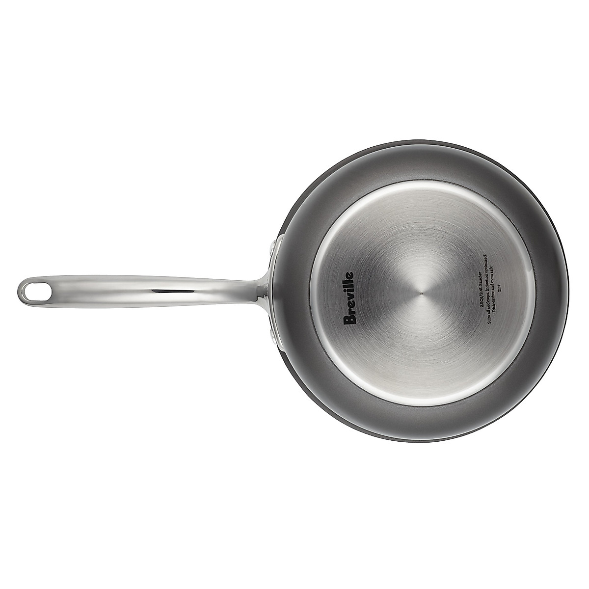 Breville Thermal Pro Hard Anodized Nonstick Sauce Pan/Saucepan/Saucier with Lid, 2.5 Quart, Gray