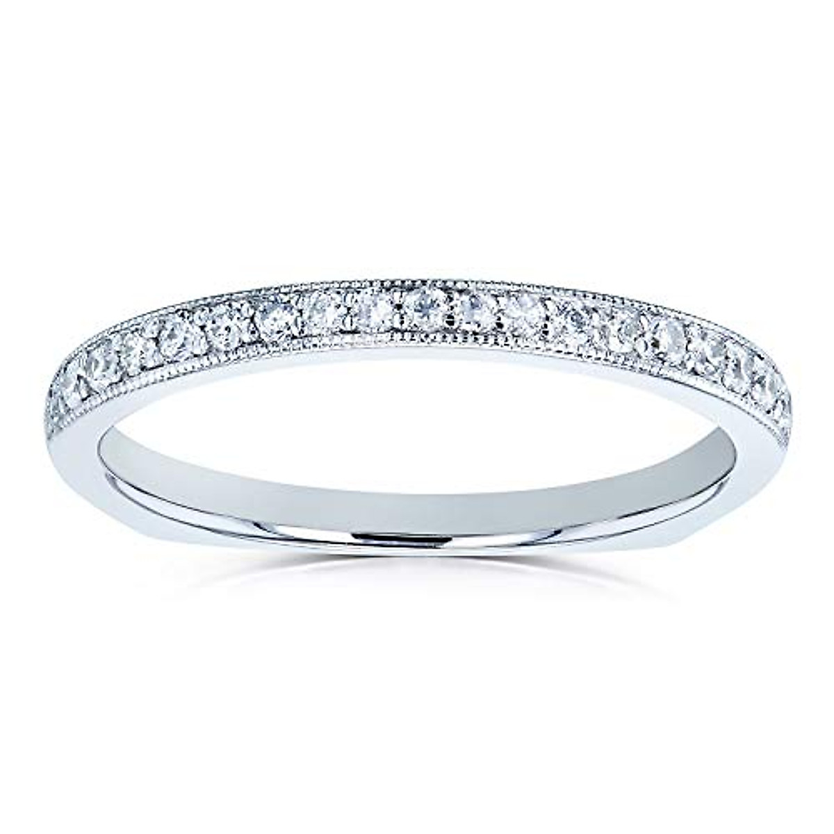Kobelli Diamond Pave-set Milgrain Square Shank Wedding Band 1/5 CTW 14k White Gold, 9.5