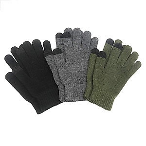 Evridwear 3 Pairs Winter Touchscreen Fingerless Gloves Cold Weather Thermal Warm Glove for Men Women