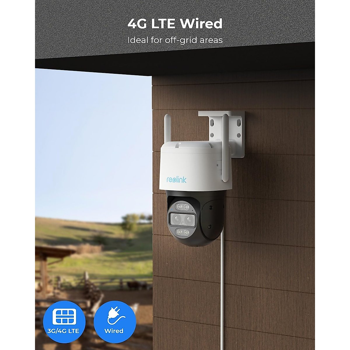 REOLINK 4G Cellular Camera with 256GB microSD Card Bundle, Plug in for Continuous Power, 24/7 Recording, TrackMix Wired LTE