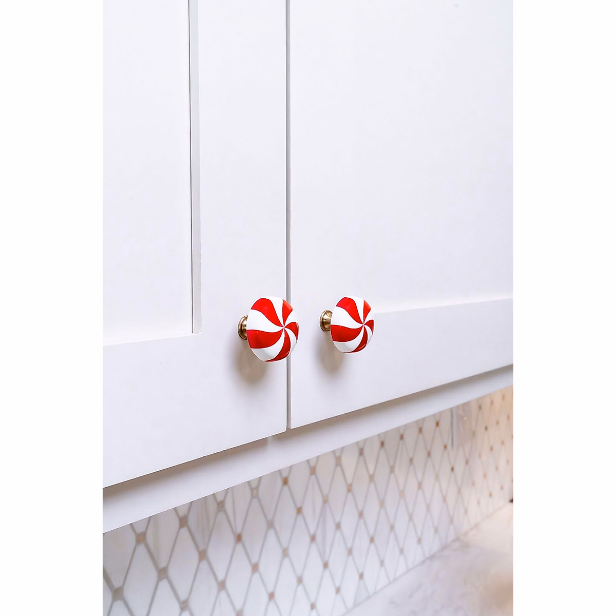 Knobēz: Red Peppermint Decorative Knob Covers Package of 12 (Red)