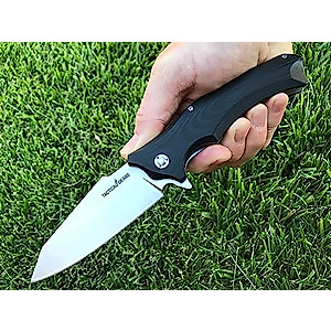TACTICAL GEARZ G10 EDC Pocket Knife, TG Vex! G10 Handle, 9Cr18MoV Stainless Steel Blade w/Ball Bearing Washers! Includes Sheath! (Black)