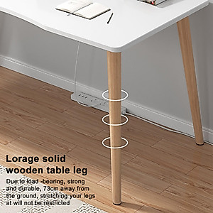 Writing Desks for Home Office, Wood Computer Desk, Modern Simple Style Home Office Gaming Desk, Basic Writing Table for Small Spaces, Laptop Computer Table, Study Desk with Solid Legs (White)