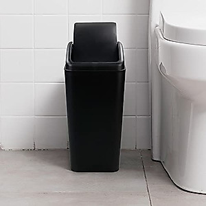 Xowine 4.2 Gallon Small Plastic Trash Can with Swing Lid, Garbage Can for Kitchen, Black