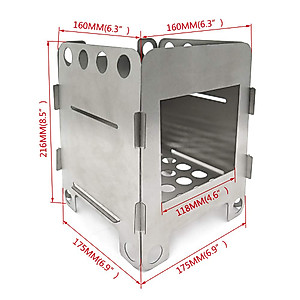 HTTMT- ET-Cook002-L- Folding Wood Stove Pocket Alcohol Stove Outdoor Cooking Camping Backpacking