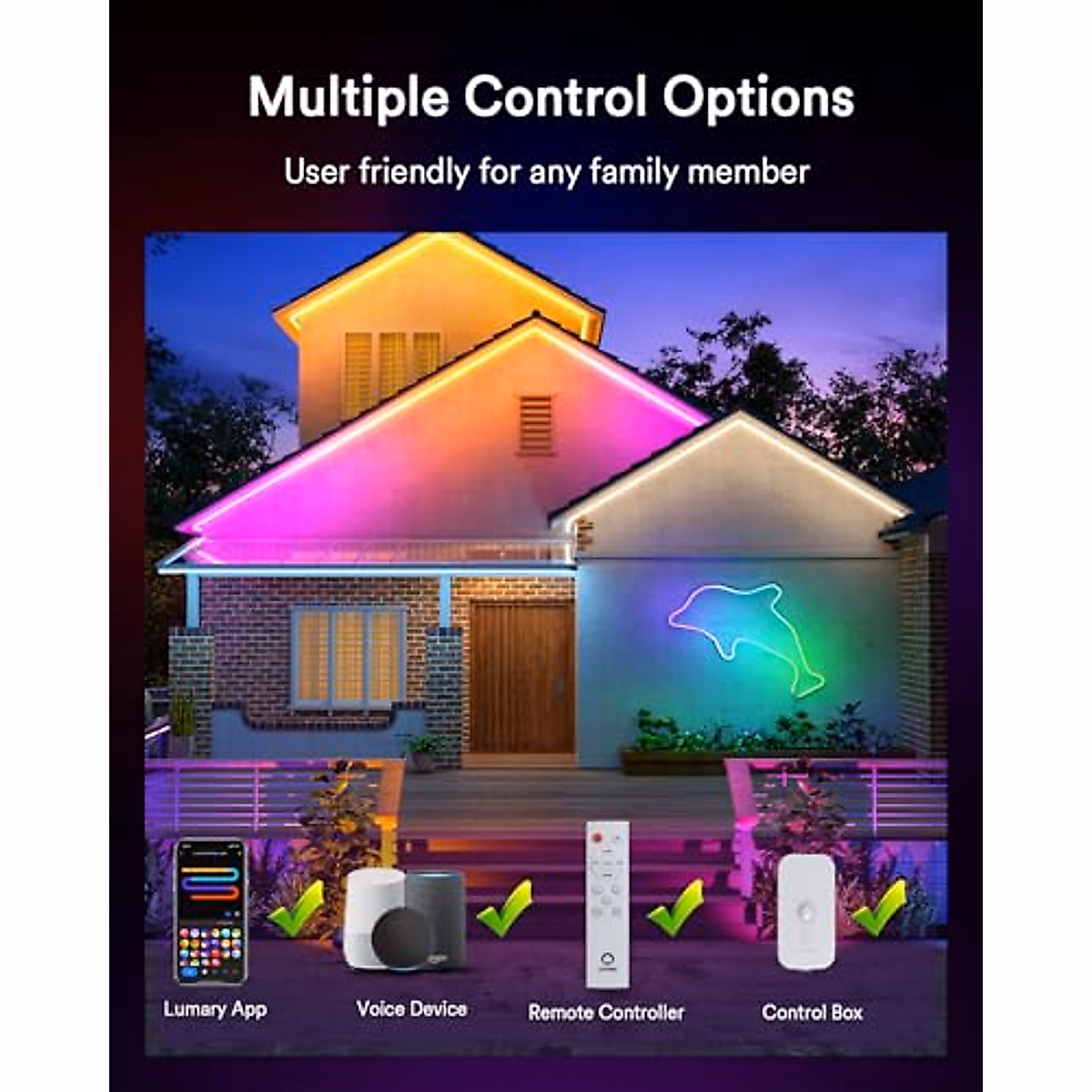 Lumary Smart Outdoor Neon Rope Lights, 32.8ft 22,000Lm Smart UFO LED High Bay Light