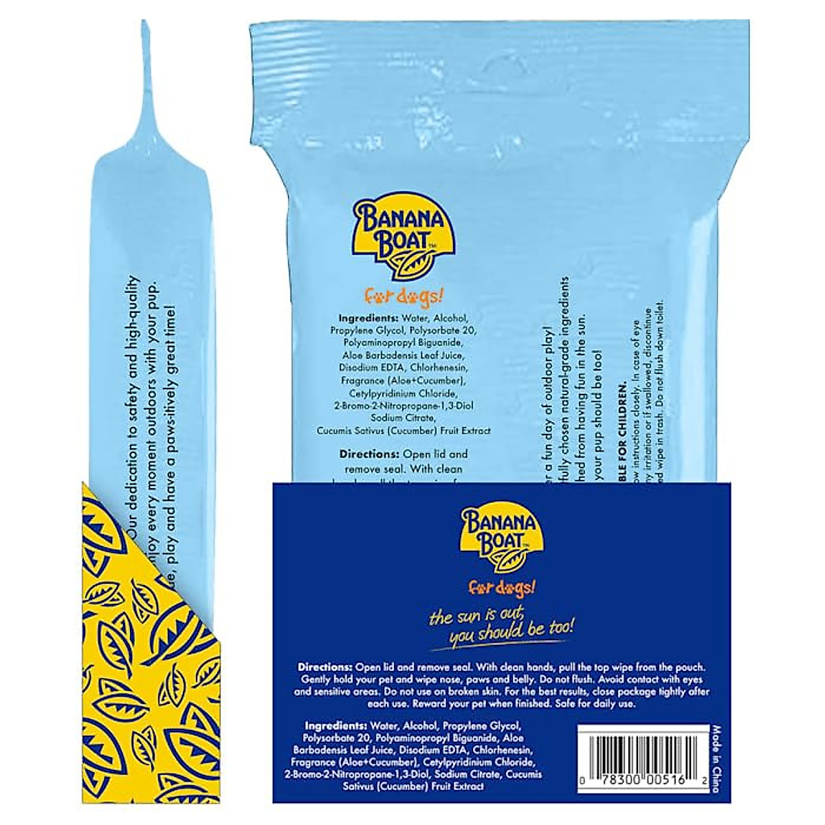 Banana Boat Dog Wipes – Cooling and Refreshing Dog Grooming Wipes, Multi-Purpose Deodorizing Dog Cleaning Wipes, Quick Easy Use Dog Wipes for Paws and Butt, Use as Dog Bath Wipes, Puppy Wipes, 50ct