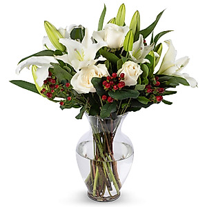 BENCHMARK BOUQUETS - White Elegance (Glass Vase Included), Next-Day Delivery, Gift Fresh Flowers for Birthday, Anniversary, Get Well, Sympathy, Graduation, Congratulations, Thank You