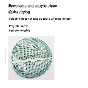 Mesh Hanging Popup Laundry Hamper, Foldable Pop-up Mesh Hamper Dirty Clothes Basket With Carry Handles Easy to Open and Fold Flat for Storage, Odors & Moisture Proof (Green)
