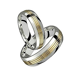 Alain Raphael two-tone .925 sterling silver & 10K yellow gold (solid, not plated) 6 millimeters wide wedding band set