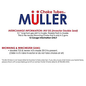 Muller Choke Tubes [INV DS 12 Gauge Featherlite Competition Choke Tube Used for Browning 725 & A5 INVECTOR DS (U0)