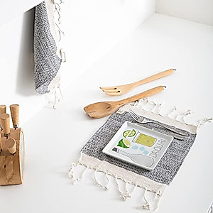 SMYRNA TURKISH COTTON Kitchen Dish Towels Pack of 2 | 100% Natural Cotton, 15 x 26 Inches | Machine Washable Wash Cloths | Ultra Soft, Absorbent, Prewashed and Quick Dry Turkish Dish Towels (Gray)