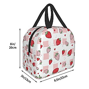 UYEUGV Strawberry Lunch Box Insulated Lunch Bag Reusable Tote Bags Lunchbox for Kids Teens Girls Boys School Work Travel
