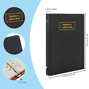 Refillable Address Book with Alphabetical Tabs, w/Pockets, 648 Large Print Telephone Birthday Email PU Leather Hardcover Durable for Women Men Seniors Home Office, 236Pages, A5, Black
