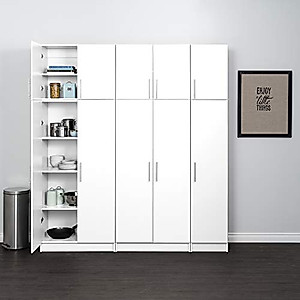 Prepac Elite 2 Door Stackable Wall Mounted Storage Cabinet, 16" D x 32" W x 24" H, White