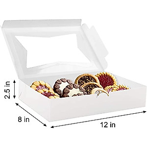 Moretoes 24pcs 12 Inch Cookie Boxes with Window 12x8x2.5Inches Bakery Boxes Pastry Boxes Treat Boxes for Desserts, Chocolate Strawberries, Pies, Donuts, Muffins, Boxes for Breakable Heart