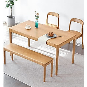 MU RONG Dining Bench, Wood Bench Solid Oak Wooden Bench Indoor Dining Room Table Home Bedroom Bed End Restaurant Modern Hallway Furniture, 47.2" W x 13.8" D x 17.7" H