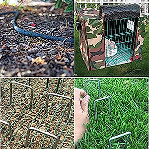 U/D 4 Inch Galvanized Landscape Staples 60 Pack 11 GaugeGarden Stakes Heavy-Duty Sod Pins Anti-Rust Fence Stakesfor Weed Barrier Fabric Ground Cover Dripper Irrigation Tubing Soaker Hose