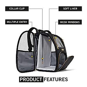 Kenneth Cole Reaction Collapsible Travel Pet Carrier Soft Multi-Entry Folding Portable Kennel Crate for Puppy Dog, Cat, and Rabbit Carrier Bag, Backpack Pet Carrier, Up to 18 Lbs